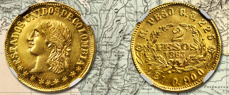 Stack's Bowers | Outstanding Quality One-Year-Type Colombian Dos Pesos